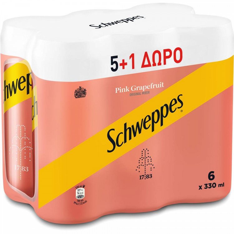 Schweppes Pink Grapefruit 330ml (5+1 Δώρο) | mymarket.gr